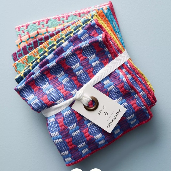 Anthropologie | Kitchen | Nwt Set6 Anthropologie Woven Geo Dishcloths ...